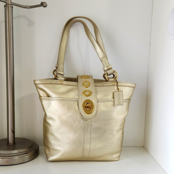 Coach | Bags | Coach Legacy Bucket Gold Leather Shoulder Bag | Poshmark
